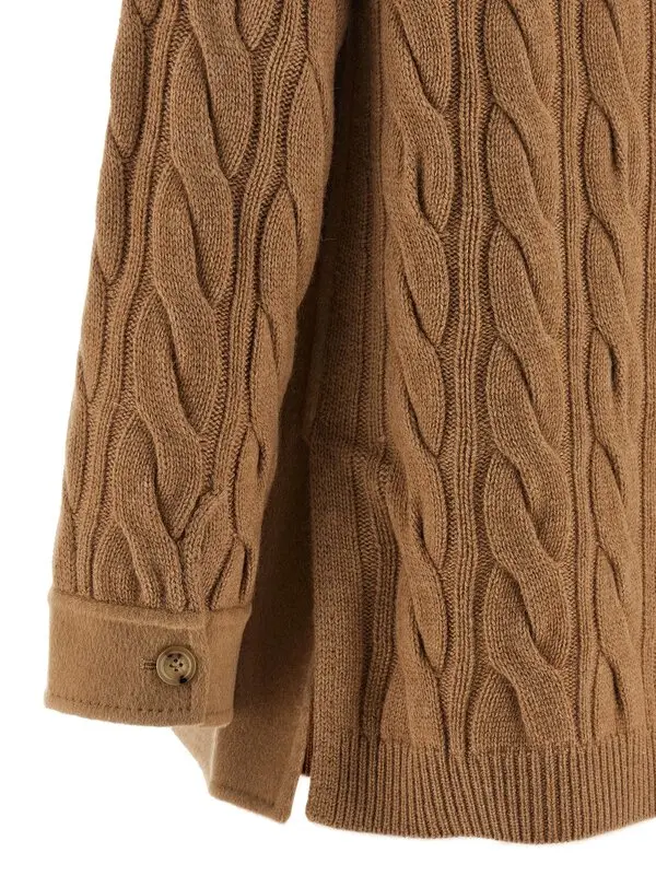 Max Mara Tacco' Wool Braided Coat - Beige