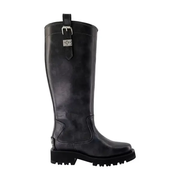 GANNI Studded Leather Boots - Grey