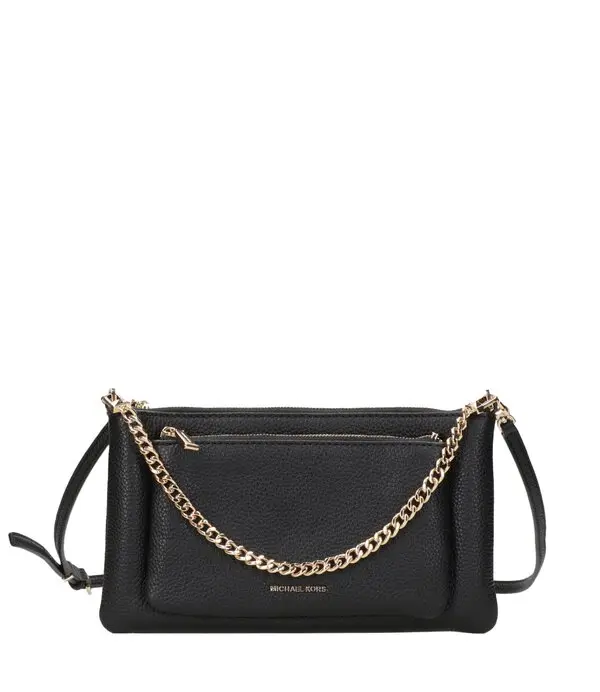 Michael Kors Grained Leather Shoulder Bag With Metal Chain Handle