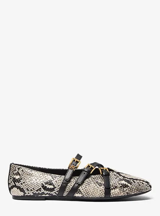 Michael Kors Indy Snake-embossed Leather Flats