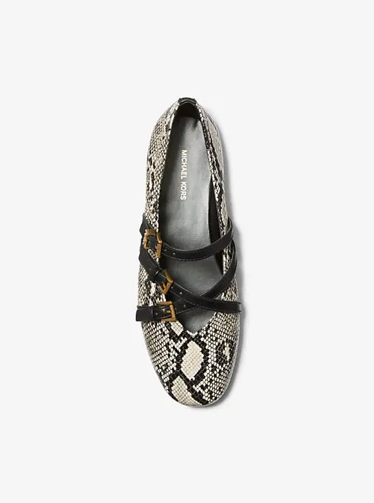 Michael Kors Indy Snake-embossed Leather Flats