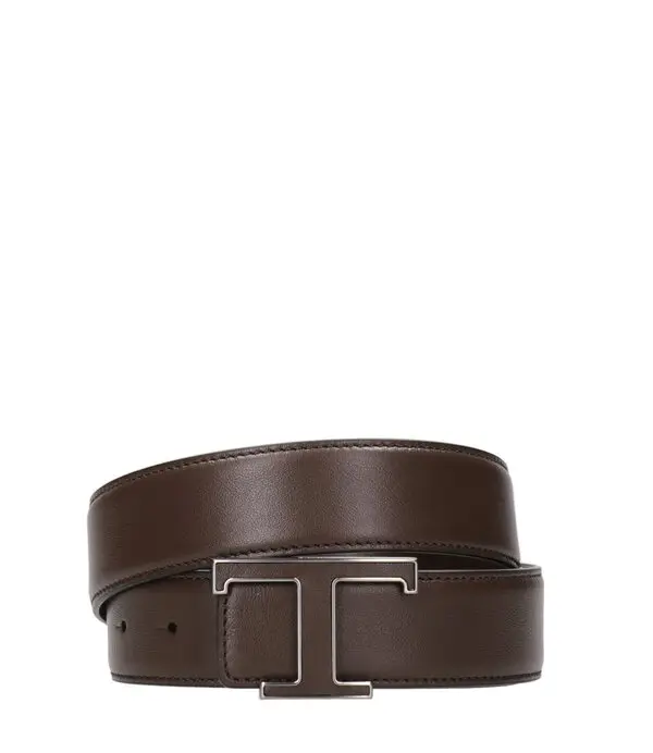 TOD'S Leather Reversible Belt - Brown