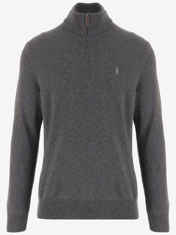 Ralph Lauren Wool Sweater With Logo - Grey