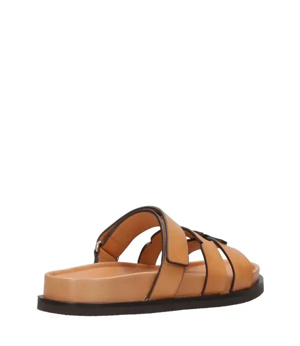 Tory Burch Leather Sandals With Double-t Inlay - Camel