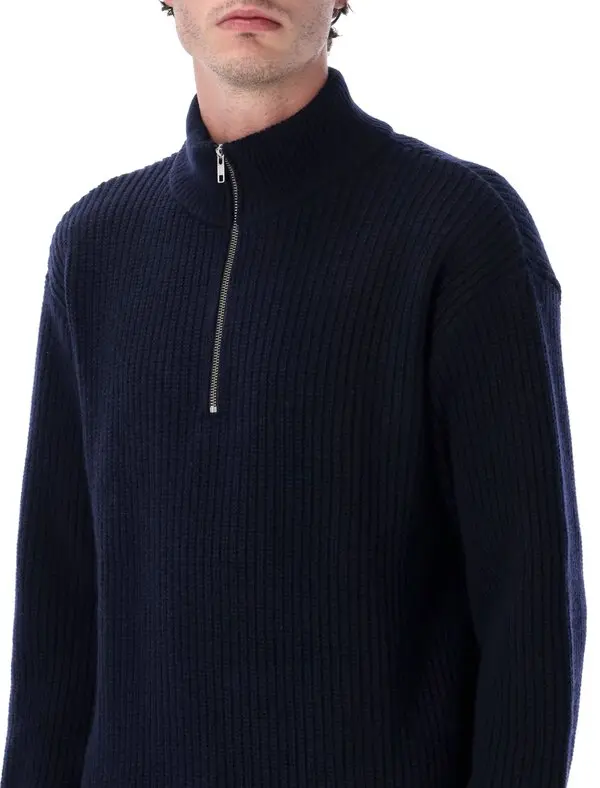 Colorful Standard Recycled Merino Wool Quarter Zip Sweater - Blue