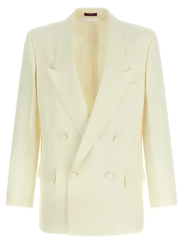 Gucci Double Breasted Technical Panama Blazer - White