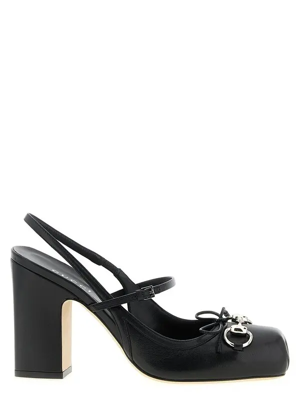 Gucci Leather Slingbacks With Bow Detail