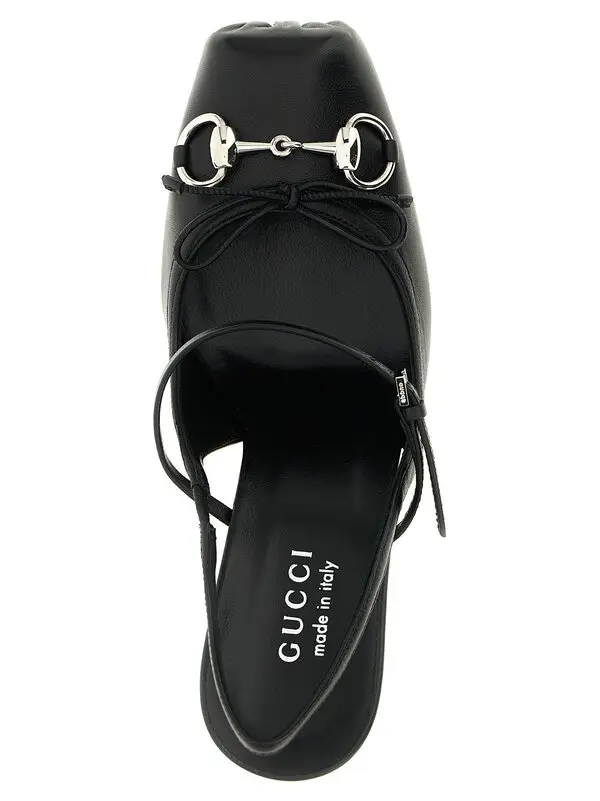 Gucci Leather Slingbacks With Bow Detail
