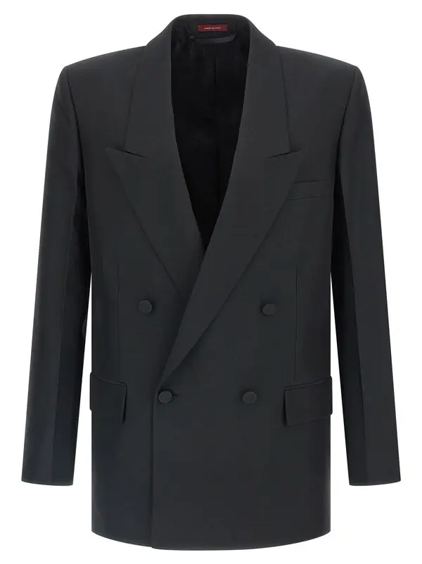 Gucci Double Breasted Technical Panama Blazer - Black
