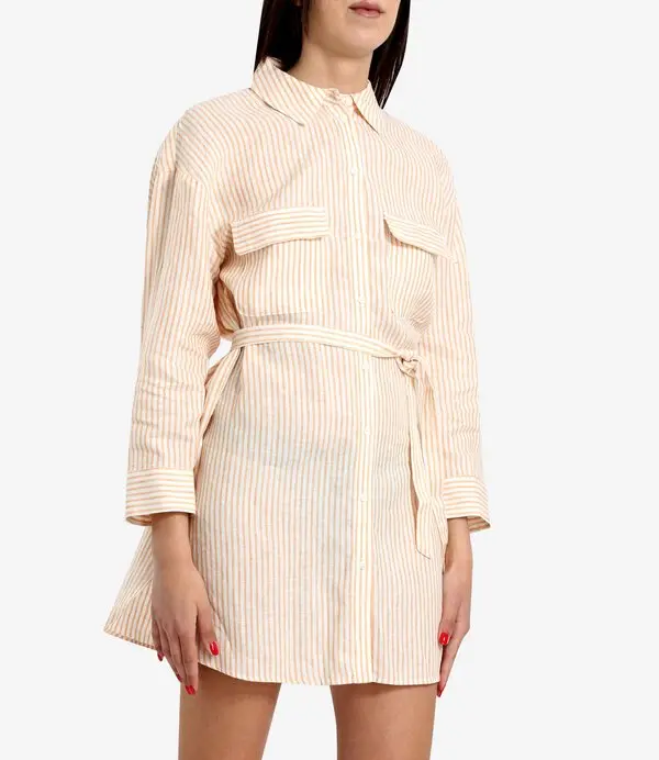 PENNY BLACK Linen Stripe Shirt Dress