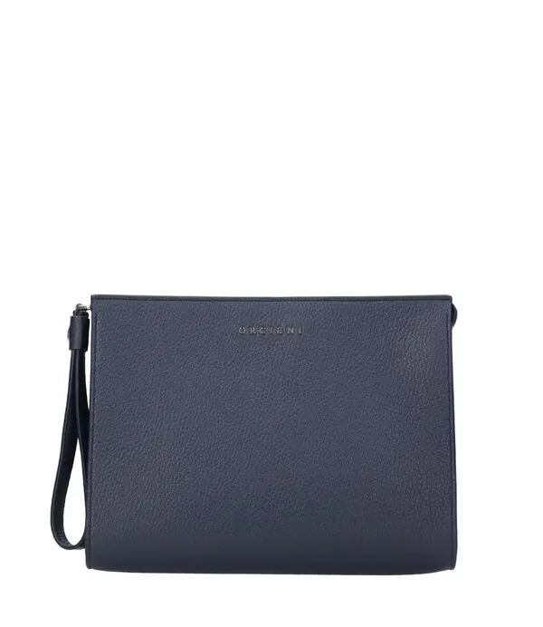 ORTIGNI Grained Leather Wristlet - Blue