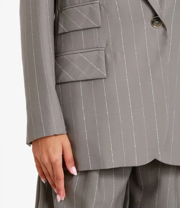 SIMONA CORSELLINI Pinstripe Wool Wide-leg Pants