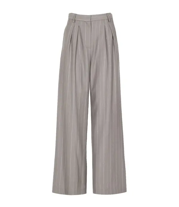 SIMONA CORSELLINI Pinstripe Wool Wide-leg Trousers