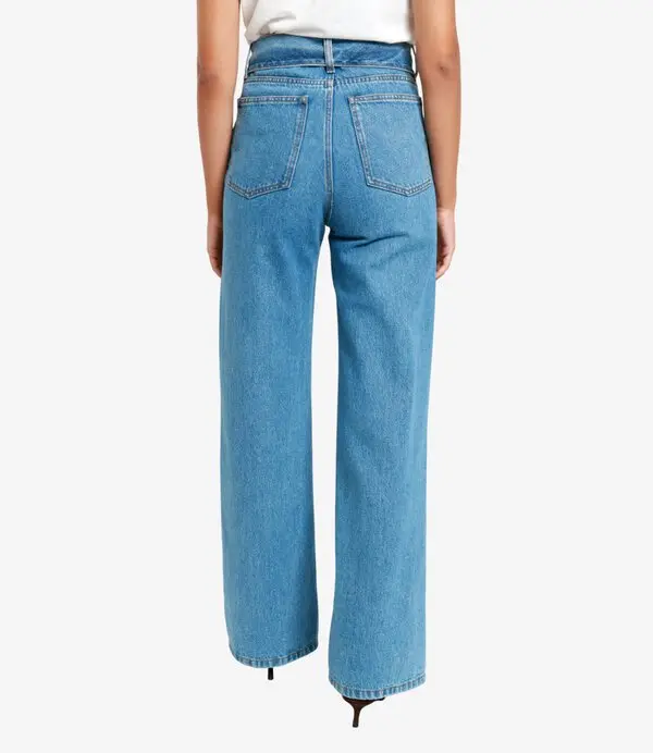 MSGM High-waisted Wide Leg Jeans With Knot Detail