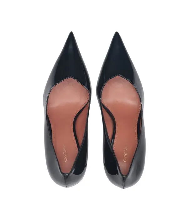 CASTAGNA Pointed Toe Patent Leather Stiletto Heel Pumps - Black