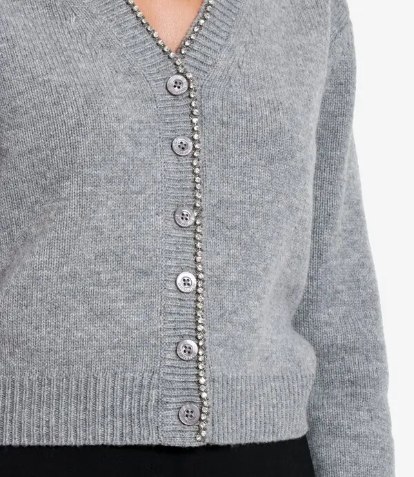 SEMICOUTURE Cashmere Blend Knit Sweater With Crystal And Beaded Embellishments