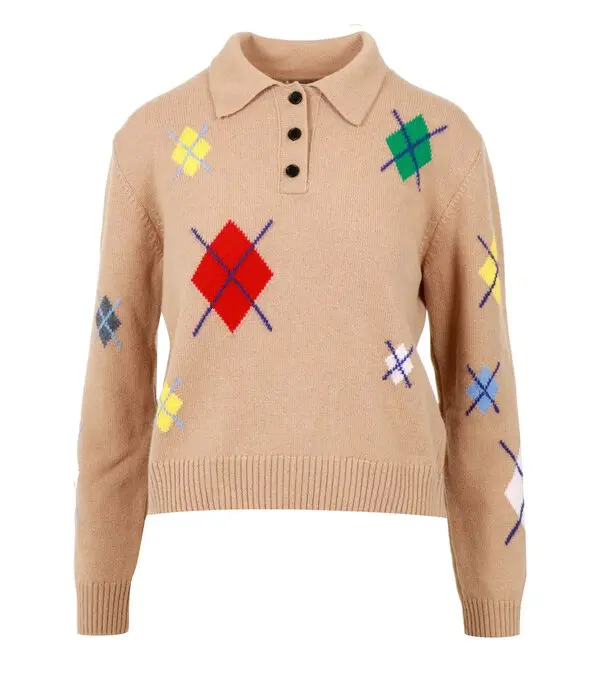 MSGM Argyle Wool And Cashmere-blend Sweater