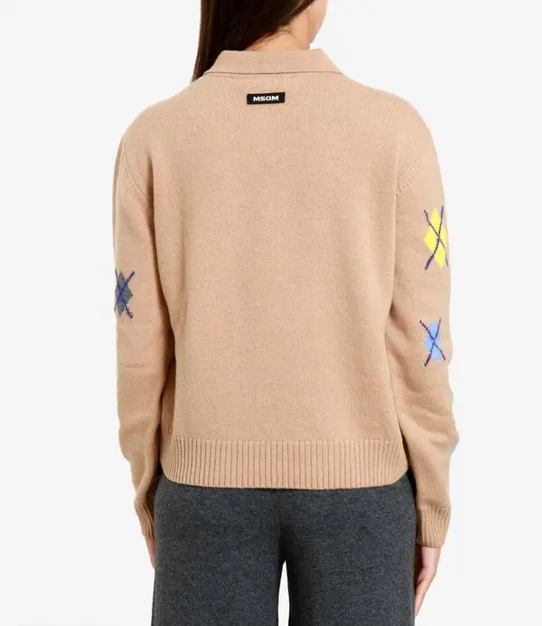MSGM Argyle Wool And Cashmere-blend Sweater