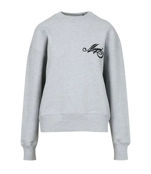 MSGM Logo Embroidered Cotton Jersey Sweater