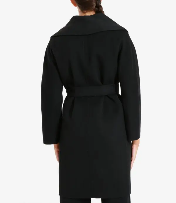 Max Mara Double-woven Pure Wool Midi Robe Coat - Black