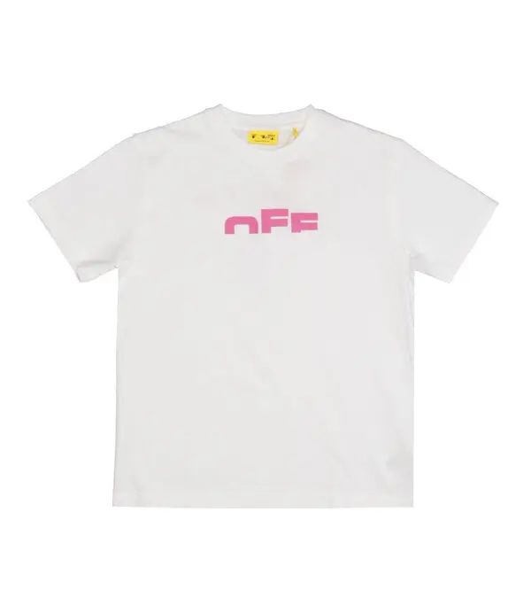 Off White T-shirt - White+fuchsia