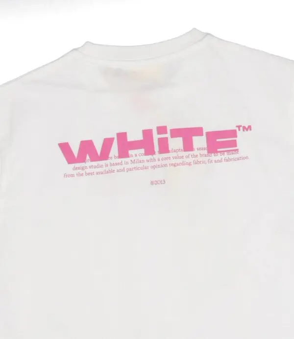 Off White T-shirt - White+fuchsia