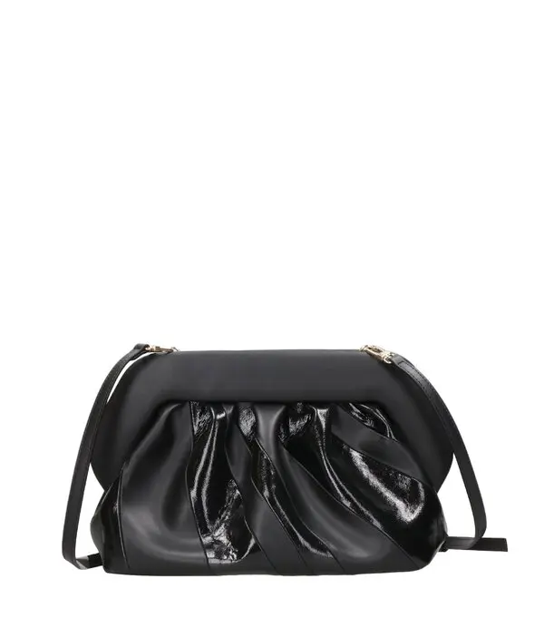 THEMOIRE Vegan Faux Leather Clutch With Adjustable Shoulder Strap - Black