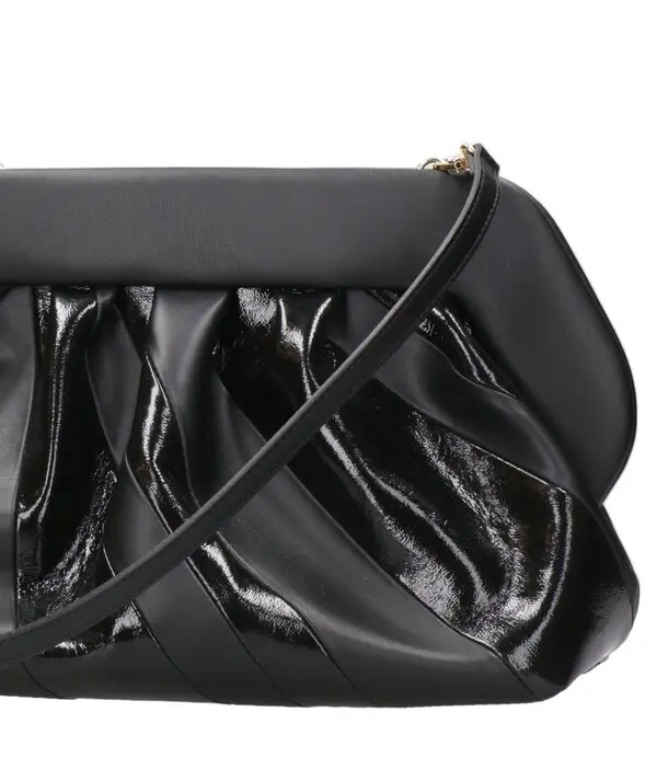 THEMOIRE Vegan Faux Leather Clutch With Adjustable Shoulder Strap - Black