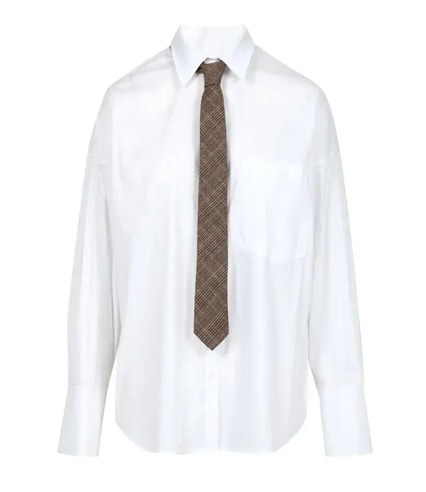 ANIYE BY Cotton Poplin Shirt With Prince Of Wales Tie