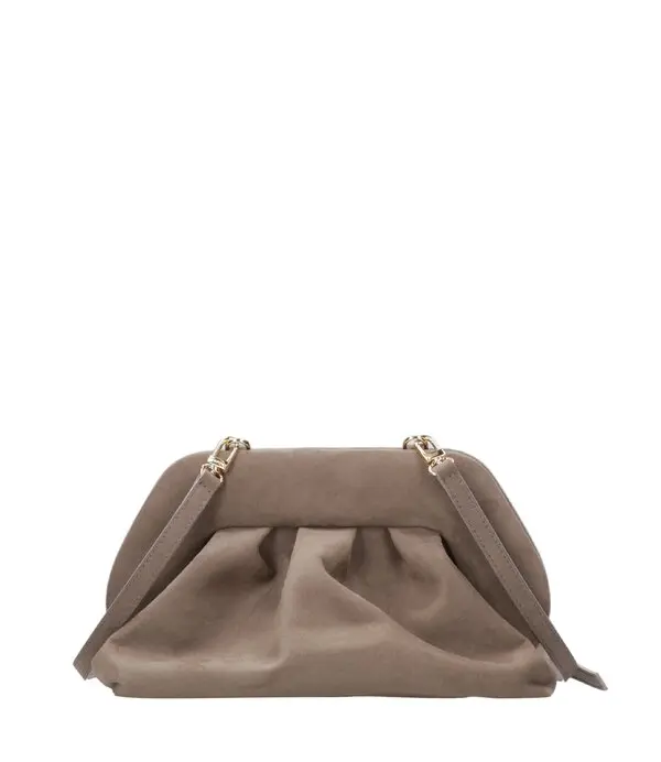 THEMOIRE Vegan Suede Faux Leather Clutch - Mud