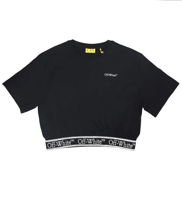 Off White Cropped Cotton T-shirt