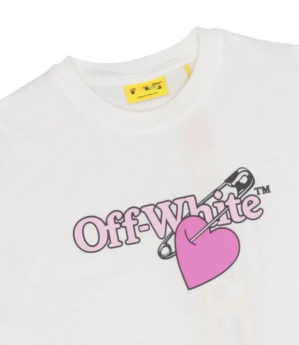 Off White Cotton T-shirt With Pop Heart Logo
