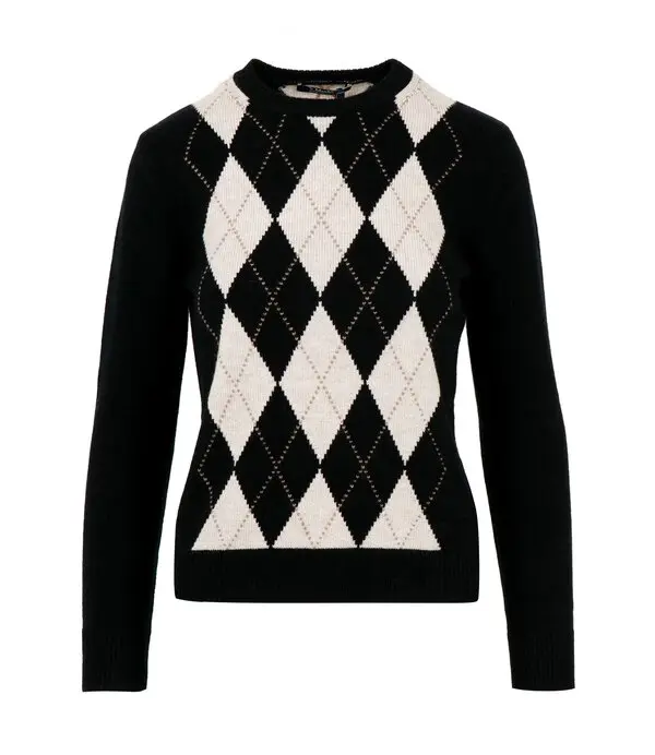 Max Mara Argyle Wool Sweater - Black
