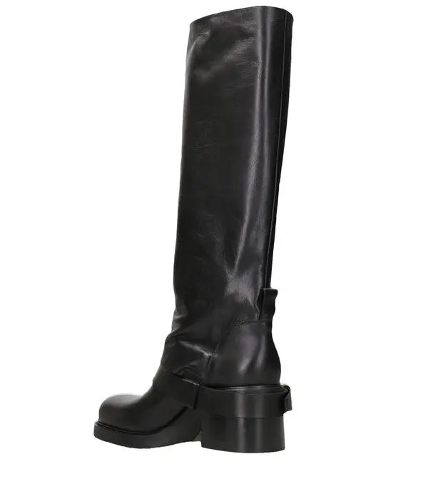 Elena Iachi Leather Boots With Buckle Detail