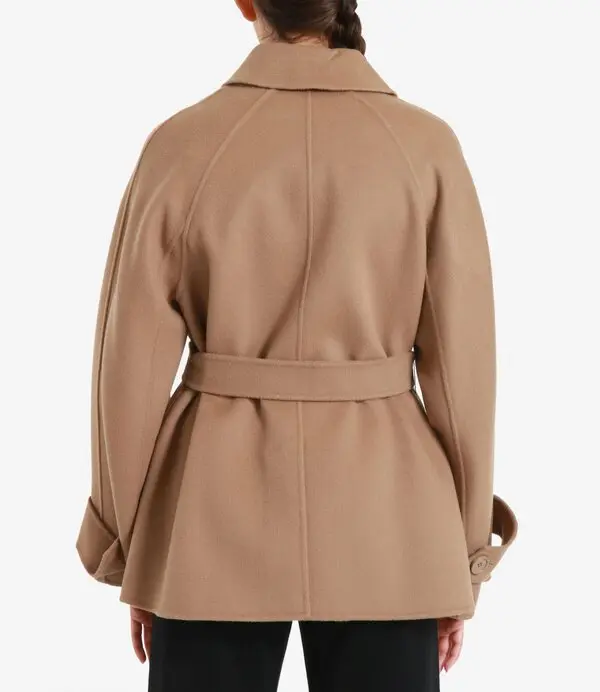 Max Mara Pure Wool Short Trench Coat - Camel