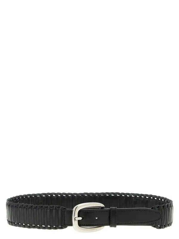 Golden Goose Houston Braided Leather Belt - Black