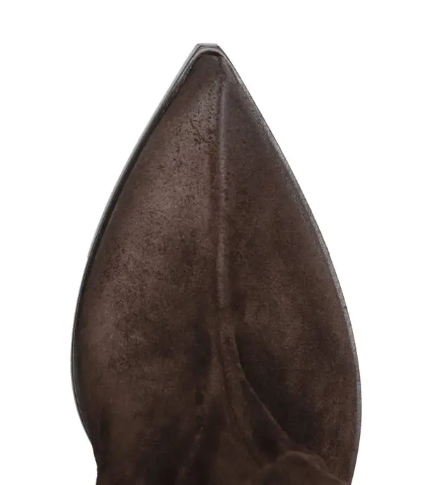 Elena Iachi Suede Leather Texan Boots - Ebony