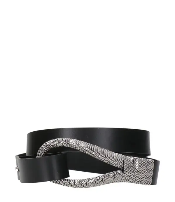 ORTIGNI Nappa Belt With Diamond Chain - Palladium