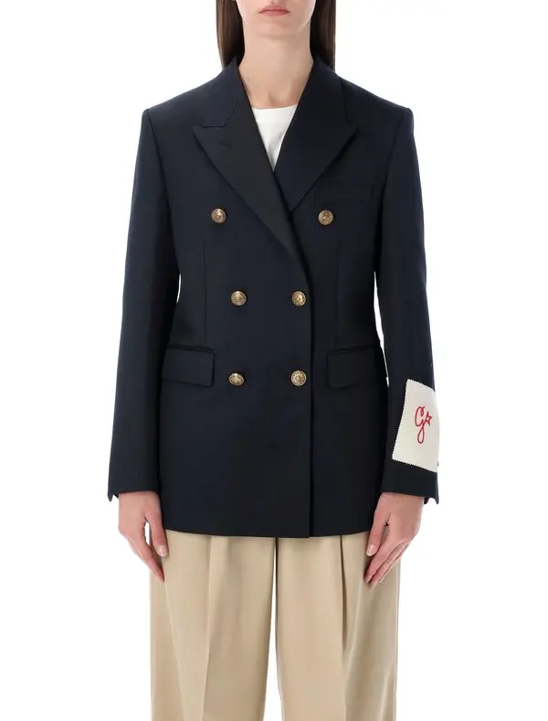 GOLDEN GOOSE Double-breasted Blazer With Gold Star Detail - Blue