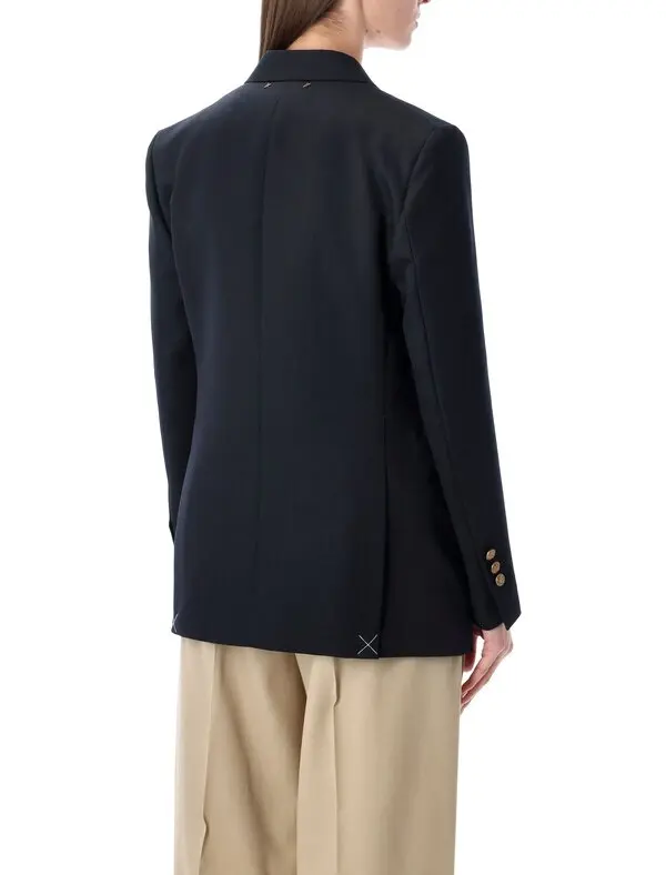 GOLDEN GOOSE Double-breasted Blazer With Gold Star Detail - Blue