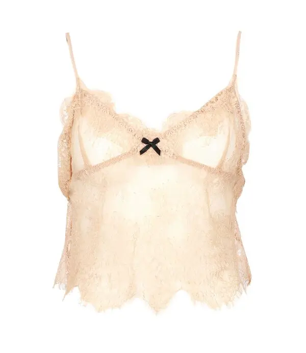 ANIYE BY Lace-trimmed Viscose Top - Flesh-colored