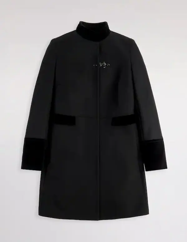 FAY Virginia Wool-blend Coat With Velvet Details