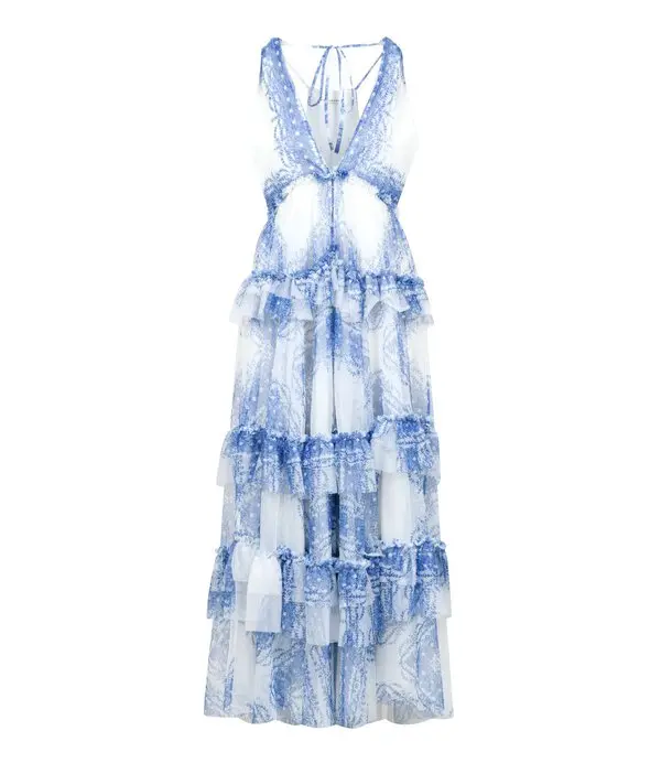 PHILOSOPHY BY LORENZO SERAFINI Abstract Print Dress - Clear Blue