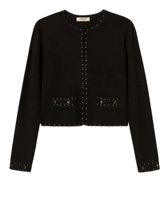 Twin-set Knit Jacket With Rhinestone Detail