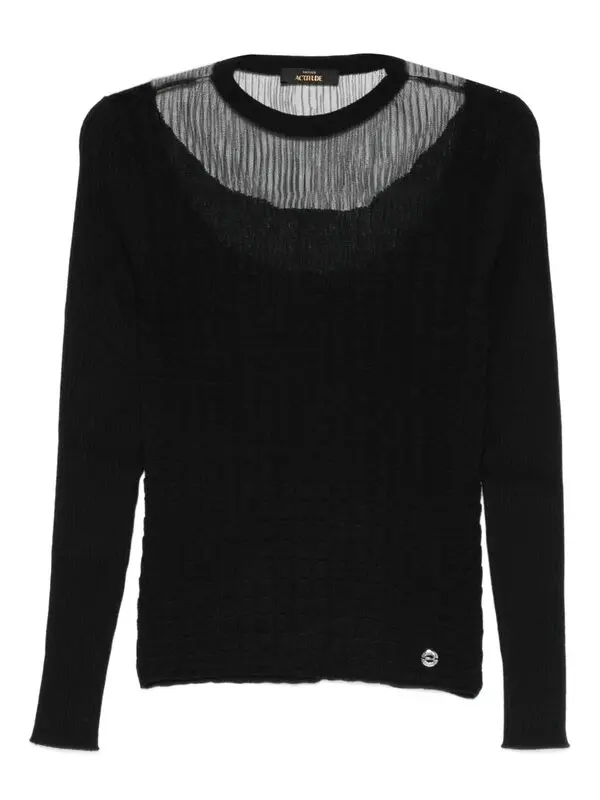 Twin-set Sheer Panel Textured Knit Sweater
