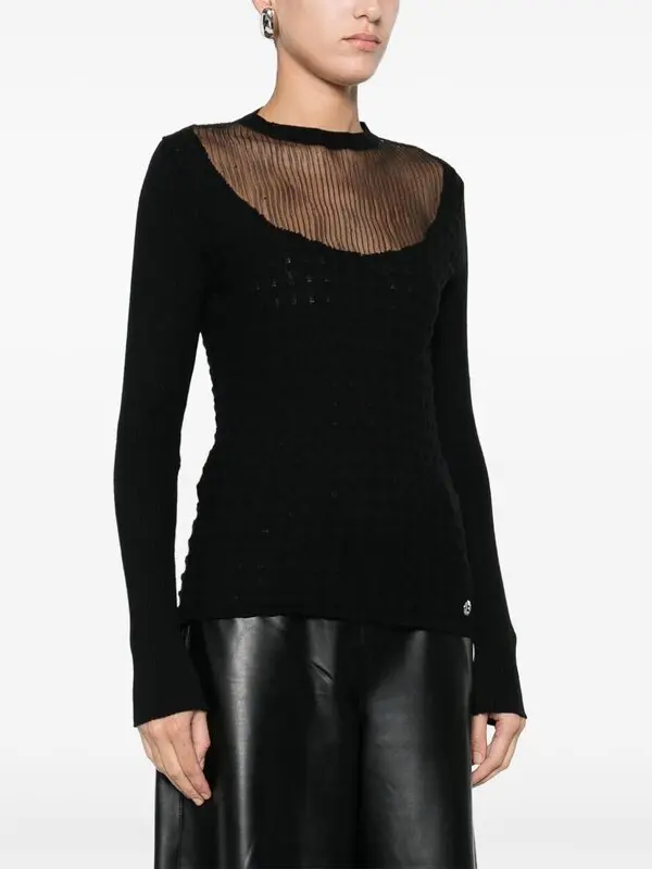 Twin-set Sheer Panel Textured Knit Sweater