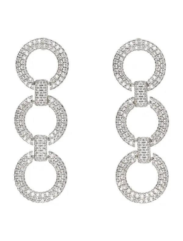 SELF-PORTRAIT Crystal Link Triple-tiered Earrings - Silver