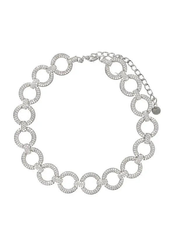 SELF-PORTRAIT Crystal Link Choker Necklace - Silver