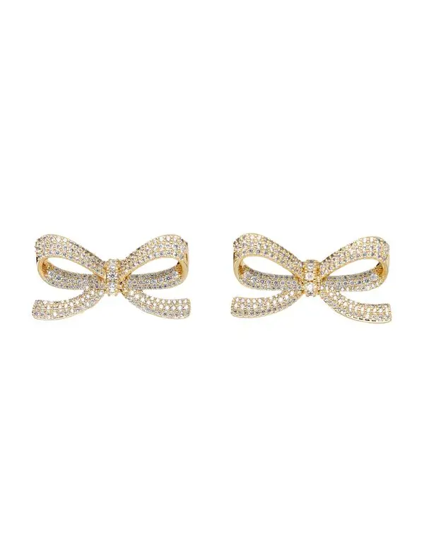 SELF-PORTRAIT Crystal Bow Earrings - Golden