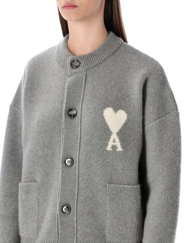 AMI Paris De Cœur Intarsia Knit Cardigan